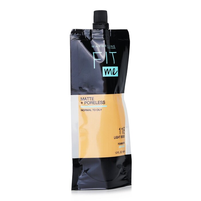 Maybelline Fit Me Matte + Poreless Liquid Foundation, 118 Light Beige ...