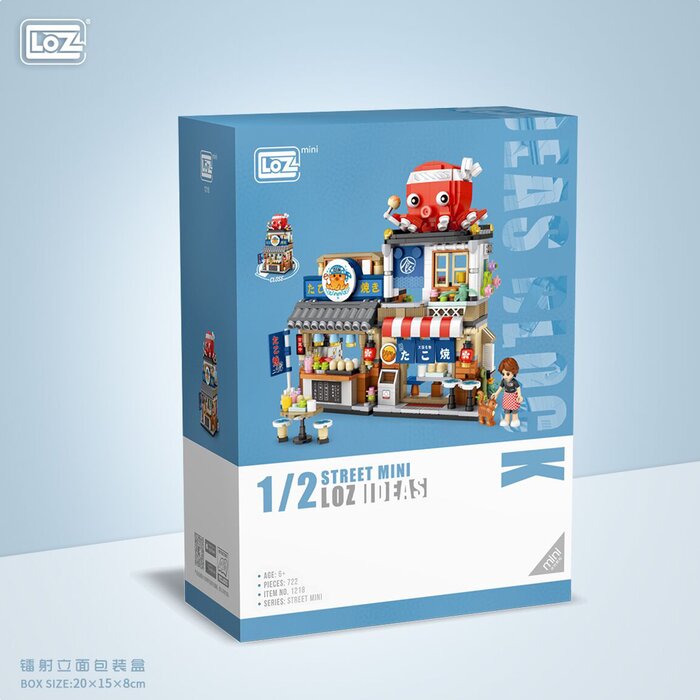 Loz LOZ Mini Blocks - Japanese Street Style Takoyaki Shop Building Bricks Set 15 x 20 x 8cm ...