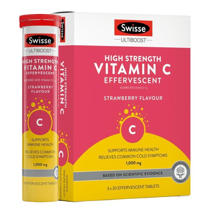 Swisse Vitamin C 1000mg Effervescent Tablets Strawberry Flavor 60 ...