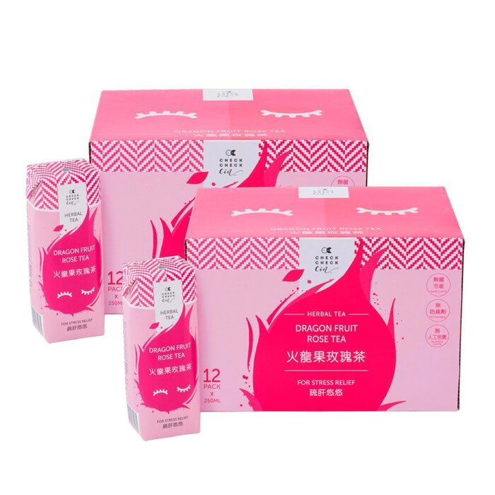 CheckCheckCin Dragon Fruit Rose Tea-2 Cases (Exp. Date: 02/2024) 24 ...