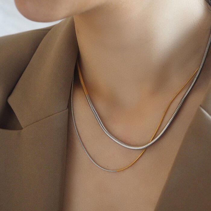 eclater jewellery Brett 2-Tone Necklace, Gold 1.3mm: 40 - 45 - Accessories | Free Worldwide ...