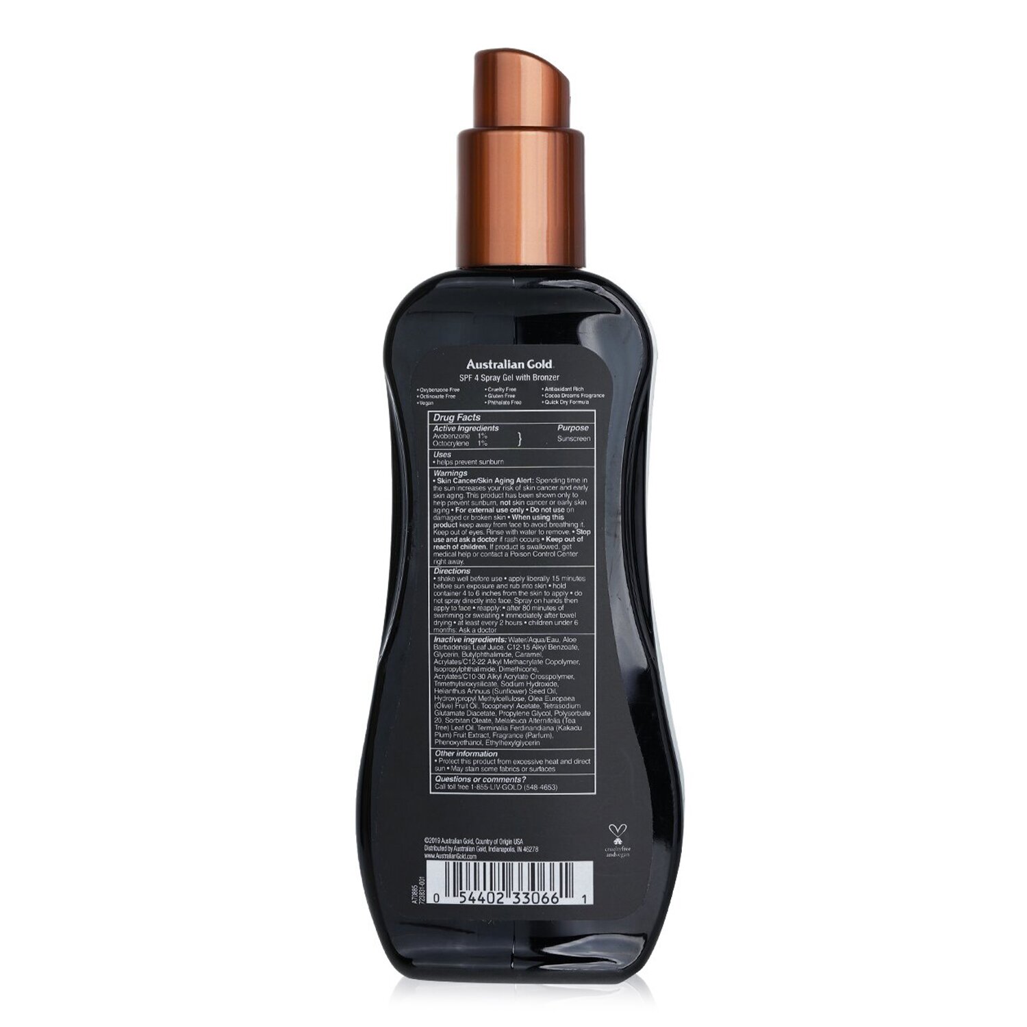 Australian Gold Spray Gel Sunscreen SPF 4 with Instant Bronzer 237ml ...