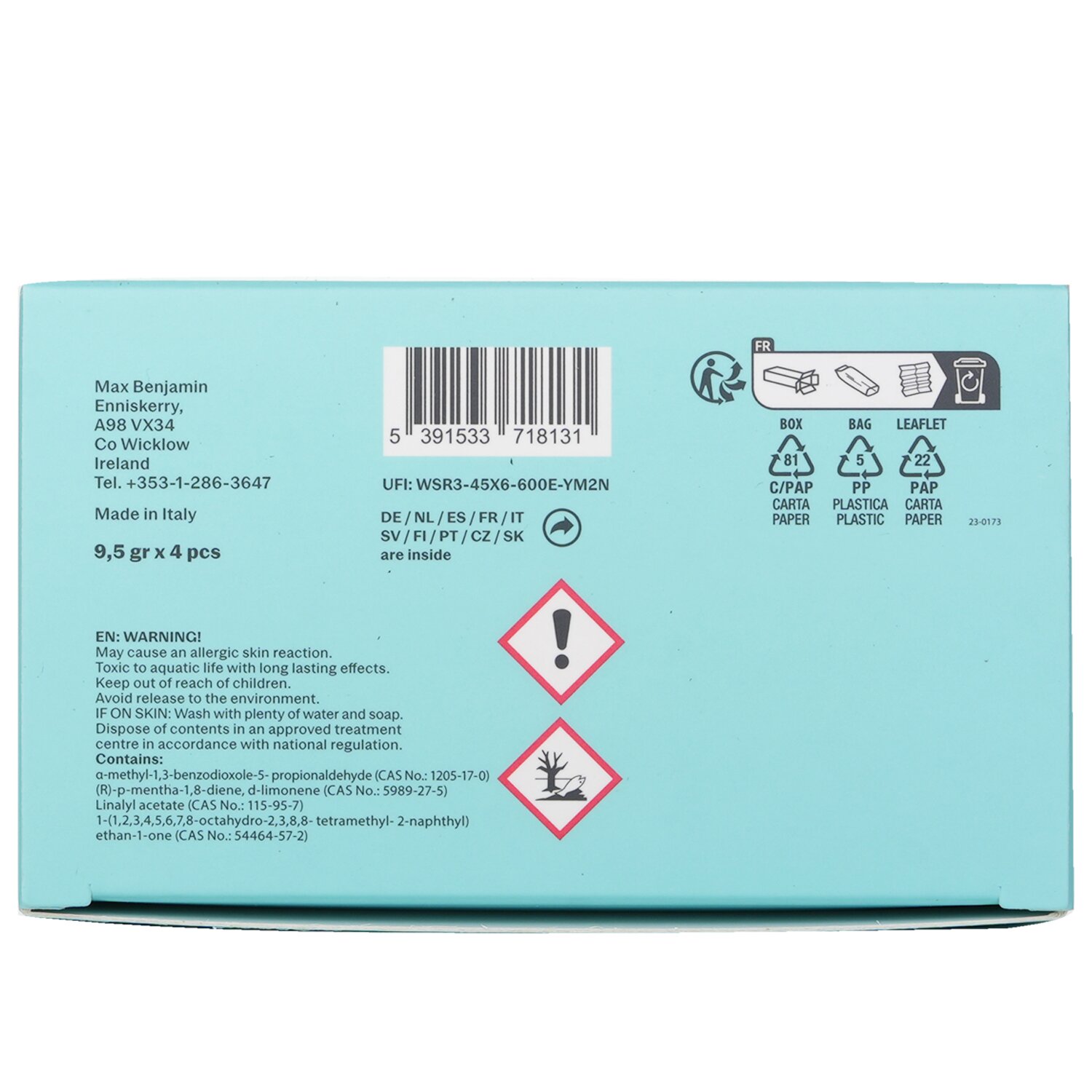 Max Benjamin Car Fragrance Gift Set - Acqua Viva 4pcs | Strawberrynet ID